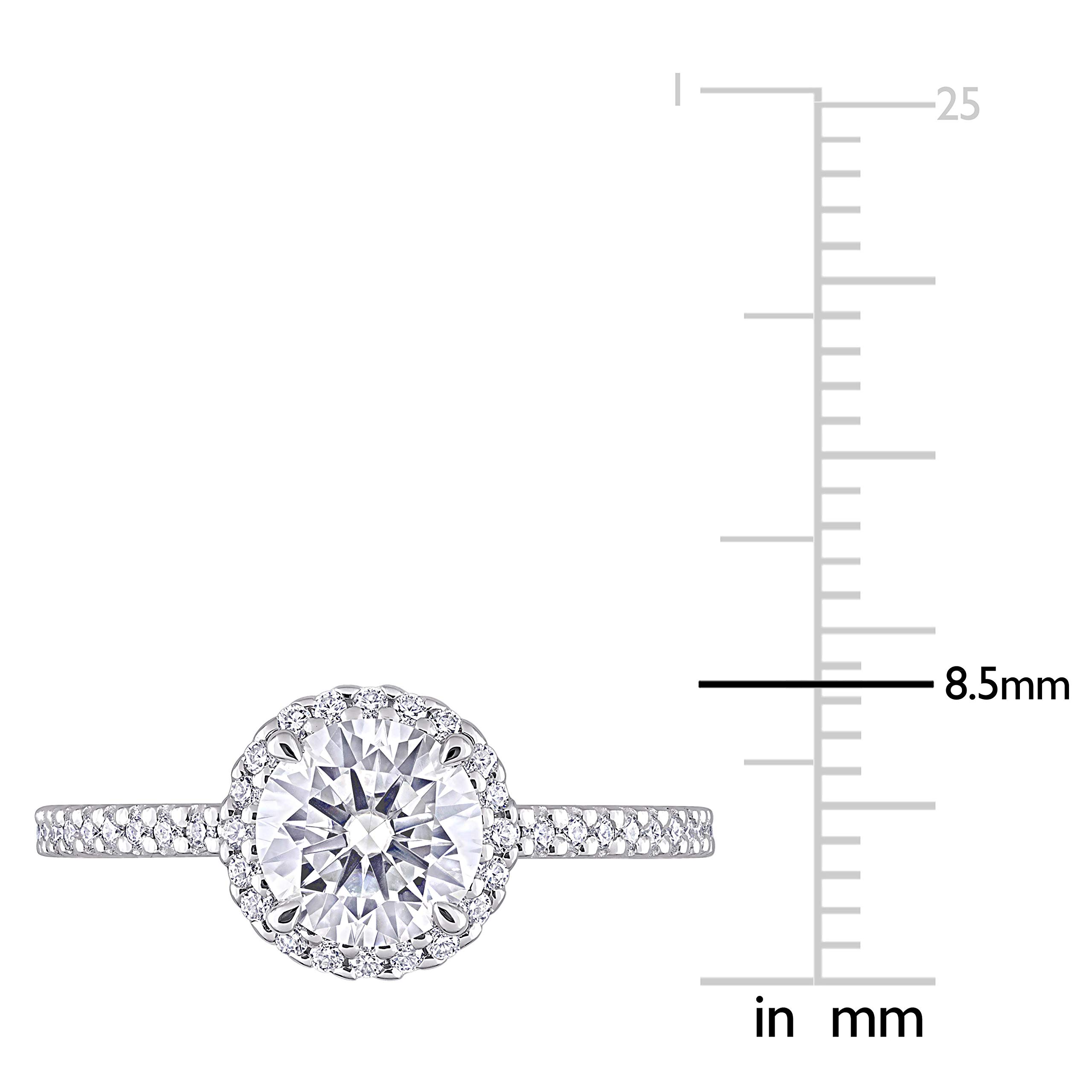 1 1/5 CT Round Cut Halo Moissanite Engagement Ring for Women - Sterling Silver Rings - Jewelry for Women - Anillo de Mujer - Moissanite Wedding band for Women - Moissanite Promise Rings (Size 7)