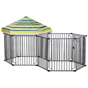 pawhut dog playpen with door & removable cover for small & most medium sized dogs indoor & outdoor use, 47" h