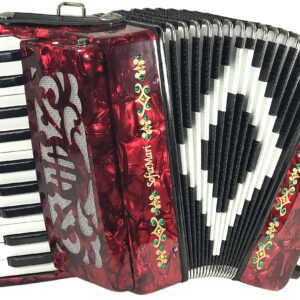 SofiaMari SM2208 Mini Traveler Accordion Package including a Backpack Gig Bag and Shoulder Straps (Red Pearl)