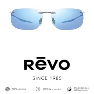 Revo Sunglasses Descend Z: Polarized Rimless Lens with Stainless Steel Arms, Satin Chrome Frame with Blue Water Lens