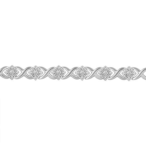 Fifth and Fine 1/2 Carat tw Natural Diamond XO Tennis Bracelet in 925 Sterling Silver