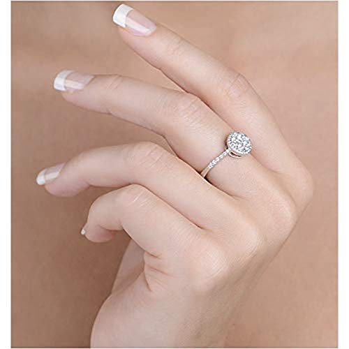 JewelsForum 14K White Gold 0.80 Carat Natural Diamond Galileo Halo Engagement Anniversary Wedding Ring for Women (Color-HI,Clarity-I1/I2) (6.5)