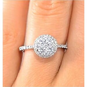 JewelsForum 14K White Gold 0.80 Carat Natural Diamond Galileo Halo Engagement Anniversary Wedding Ring for Women (Color-HI,Clarity-I1/I2) (6.5)