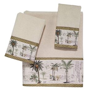 avanti linens - 3pc towel set, soft & absorbent cotton towels, tropical inspired bathroom accessories (colony palm collection)