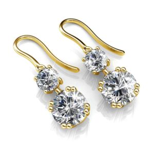 Cate & Chloe Kadence 18k Yellow Gold Plated Dangle Earrings | Women's Drop & Dangle Earrings With Crystals, Dangling Silver Earrings For Women, Hypoallergenic Earring Set, Jewelry Gift for Her