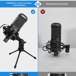 Etour AT2020 Microphone Shock Mount with Pop Filter, [Custom Built for AT2020 Mic] Anti-Vibration Suspension Shock Mount Holder Clip Compatible with audio technica at2020 line Kit