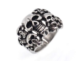 stainless steel gothic skull vintage antique style biker rings cocktail party rings comfort fit size 7-11