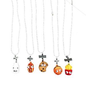 caiyao 3-5pcs best friends forever friendship necklaces cute resin colorful doughnut necklace set french fries hot dog bread hamburger pendant necklace bff jewelry for women gifts-b 5pcs