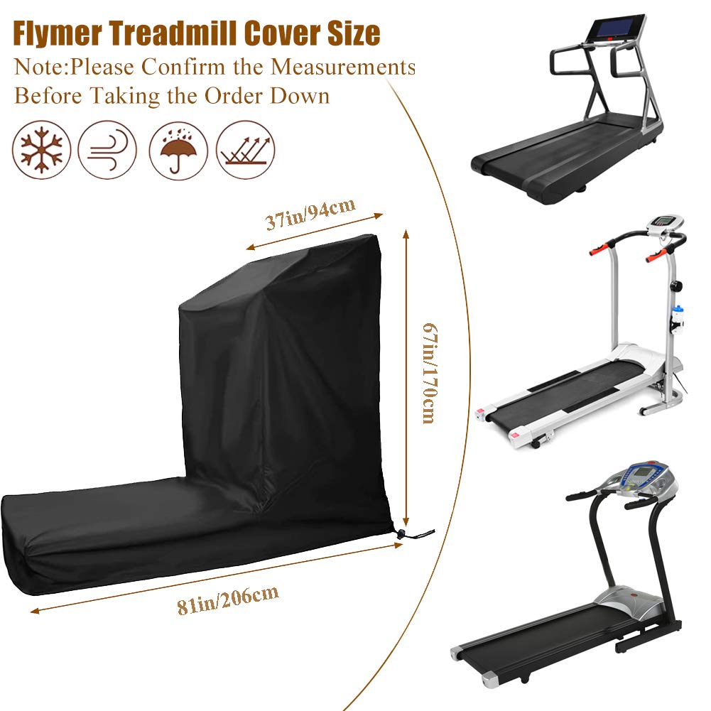 Flymer Treadmill Cover Waterproof Outdoor, Heavy Duty Dust Protective Cover for Treadmill Indoor, All Season Running Machine Cover (81" L x 37" W x 67" H)