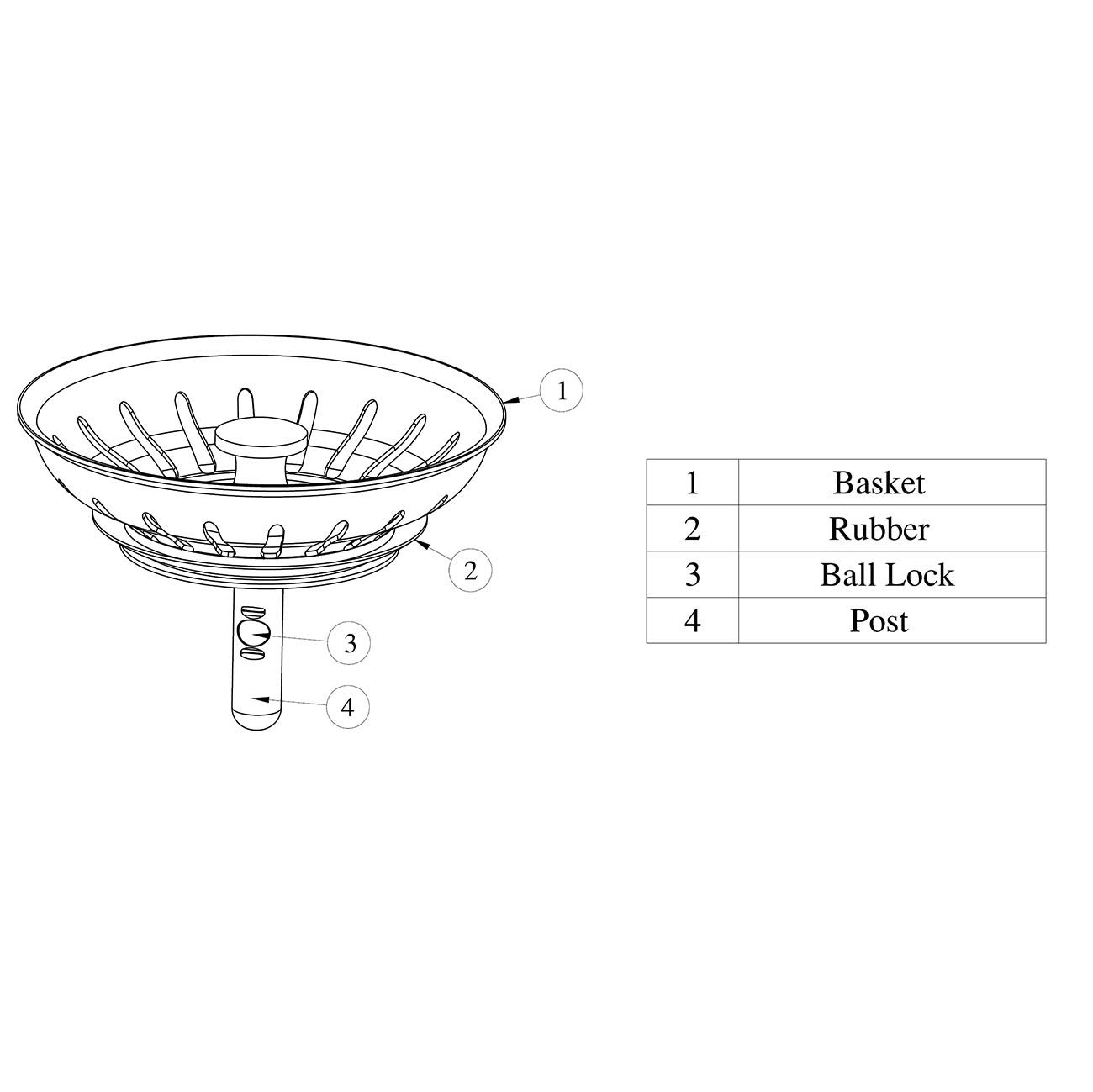 KANARY Kitchen Sink Basket Strainer Replacement for Standard Drains (3-1/2 Inch) Stainless Steel Body with Rubber Stopper (Pack of 2, Stianless Steel)