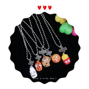 Caiyao 3-5Pcs Best Friends Forever Friendship Necklaces Cute Resin Colorful Doughnut Necklace Set French Fries Hot Dog Bread Hamburger Pendant Necklace BFF Jewelry for Women Gifts-B 5pcs