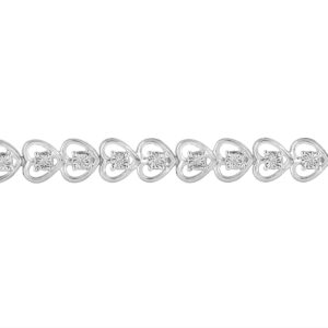 Fifth and Fine 1/8 Carat tw Natural Diamond Heart Tennis Bracelet in 925 Sterling Silver