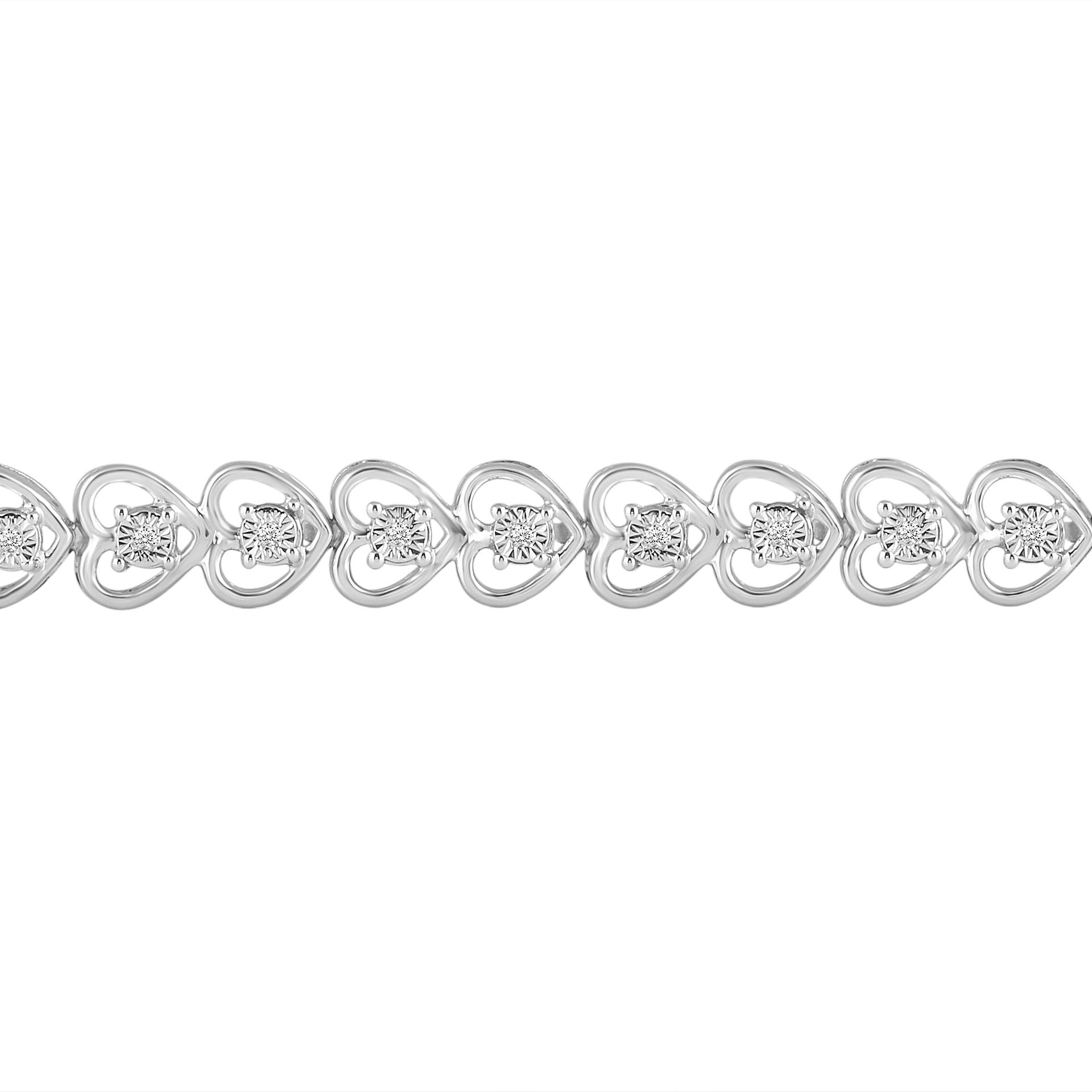 Fifth and Fine 1/8 Carat tw Natural Diamond Heart Tennis Bracelet in 925 Sterling Silver