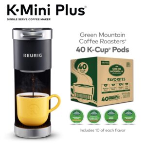 Keurig K-Mini Plus Coffee Maker with Green Mountain Coffee Roasters Favorites Collection Variety Pack, 40 Count