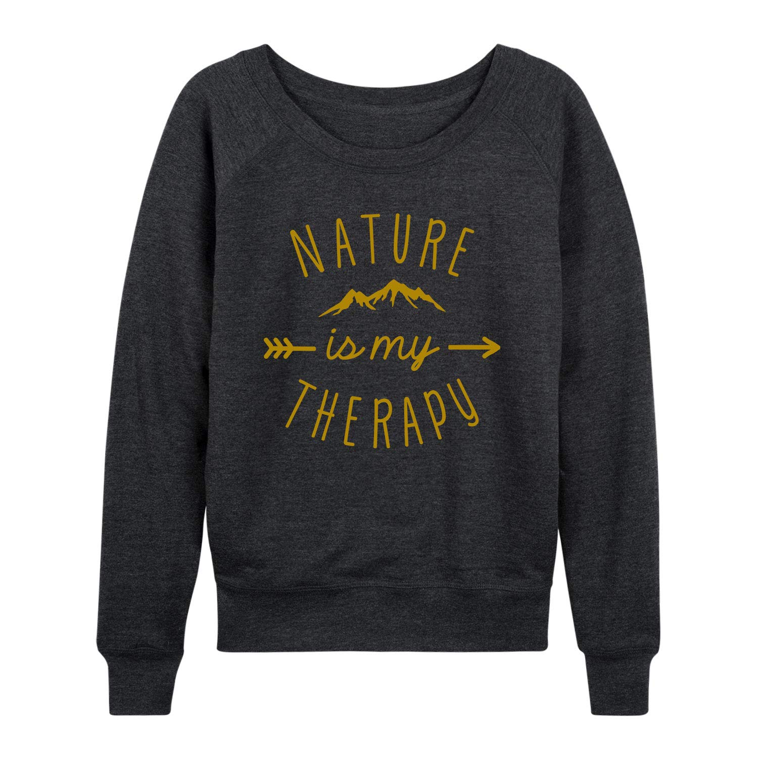 Instant Message - Nature Is My Therapy - Ladies French Terry Pullover - Size 4X Heather Charcoal