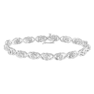 fifth and fine 1/6 carat tw natural diamond xo tennis bracelet in 925 sterling silver