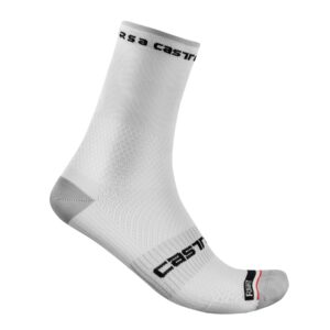 castelli men’s rosso corsa pro 15 sock, performance cycling apparel sock with midfoot support band & cushion pad - white - large/x-large