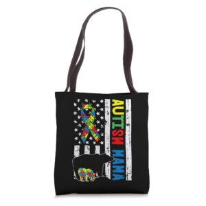 mama bear matching family autism awareness gifts for mom tote bag