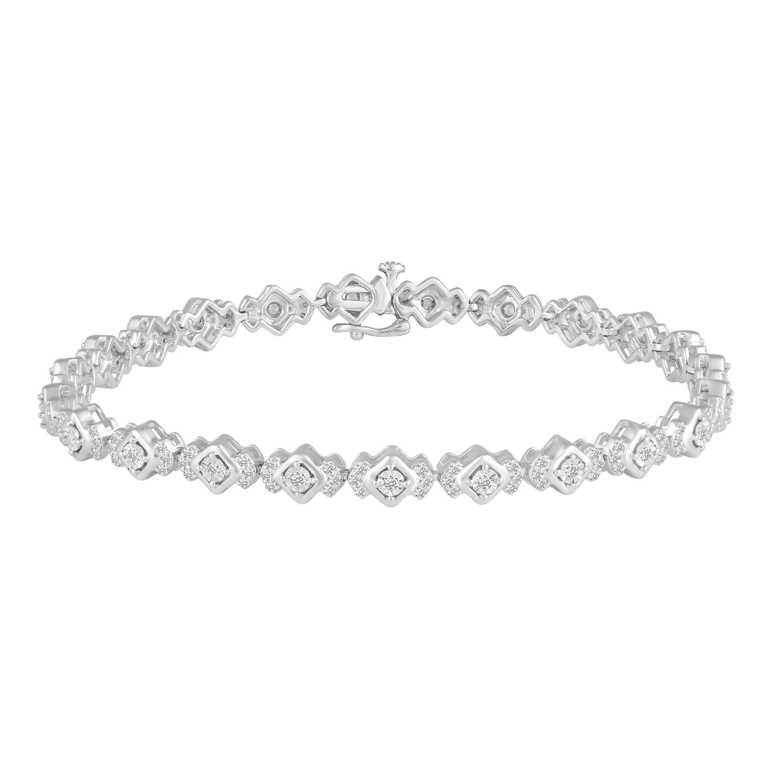 Fifth and Fine 1.00 Carat tw Natural Diamond Tennis Bracelet in 925 Sterling Silver