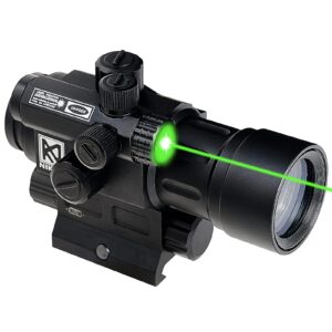 airsoft rifle scope tactical compact, red/green dot sight, scope with integrated green laser for rifles, with picatinny cantilever pepr mount, side red green dot and green aiming laser sight