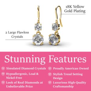 Cate & Chloe Kadence 18k Yellow Gold Plated Dangle Earrings | Women's Drop & Dangle Earrings With Crystals, Dangling Silver Earrings For Women, Hypoallergenic Earring Set, Jewelry Gift for Her