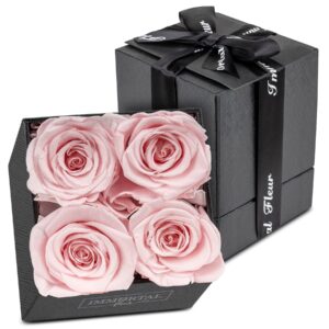 immortal fleur preserved roses in a box, preserved flowers, forever roses box, mom birthday gifts, flowers for delivery prime birthday, valentines day flowers for wife, pink 4