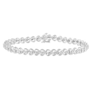 fifth and fine 1/8 carat tw natural diamond heart tennis bracelet in 925 sterling silver