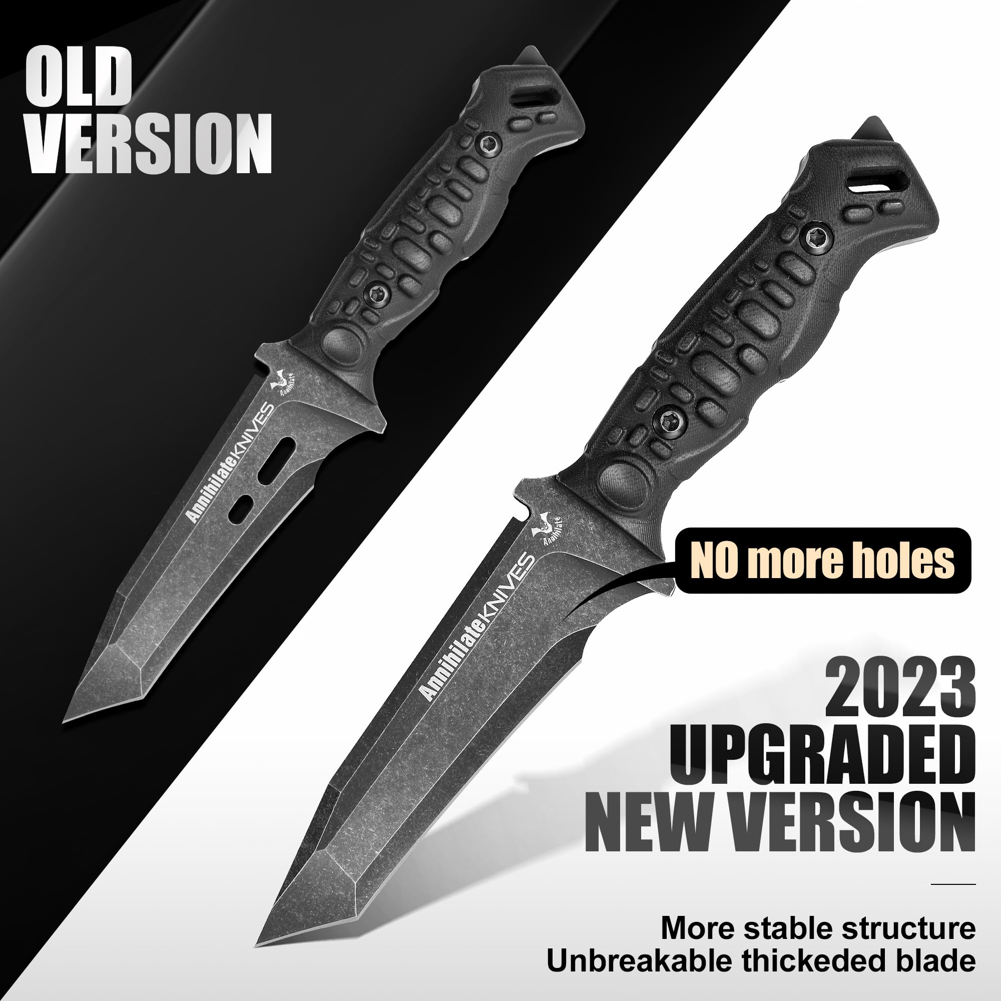 ZUNE LOTOO Tactical Survival Knife Fixed Blade Knife with Sheath D2 Steel G10 Handle Outdoor Tactical Knives for Men Camping Hiking Hunting Knife