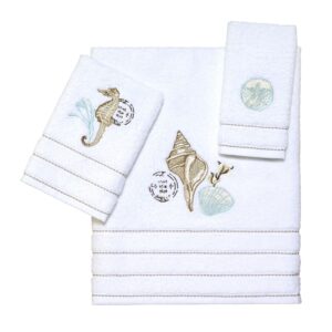 avanti linens - 3pc towel set, soft & absorbent cotton, farmhouse inspired bathroom decor (farmhouse shell collection)