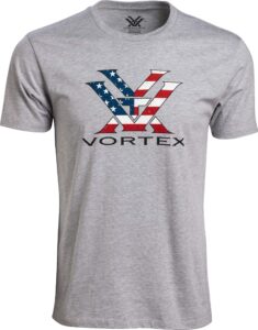 vortex men's standard stars and stripes short sleeve shirt, grey heather