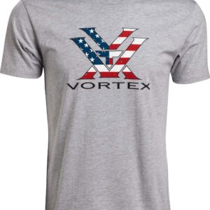 Vortex Men's Standard Stars and Stripes Short Sleeve Shirt, Grey Heather