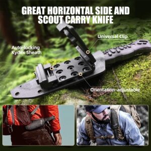 ZUNE LOTOO Tactical Survival Knife Fixed Blade Knife with Sheath D2 Steel G10 Handle Outdoor Tactical Knives for Men Camping Hiking Hunting Knife