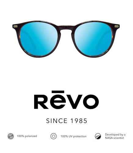 Revo Sunglasses Sierra: Polarized Crystal Glass Lens Filters UV, Small Round Frame, Tortoise Frame with Revo Blue Lens