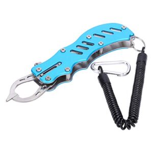 fish lip grabber, portable stainless steel aluminum alloy fish holder,multi‑functional fish controller fishing accessory,25mm/1in maximum concave clamp mouth(blue)