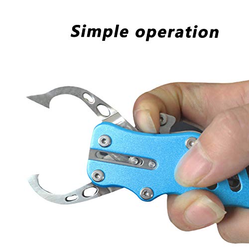 Fish Lip Grabber, Portable Stainless Steel Aluminum Alloy Fish Holder,Multi‑Functional Fish Controller Fishing Accessory,25mm/1in Maximum Concave Clamp Mouth(blue)