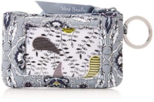 vera bradley women's cotton zip id case wallet, plaza tile - recycled cotton, one size