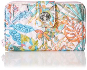 vera bradley women's cotton turnlock wallet with rfid protection, rain forest canopy - recycled cotton, one size