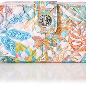 Vera Bradley Women's Cotton Turnlock Wallet With RFID Protection, Rain Forest Canopy - Recycled Cotton, One Size