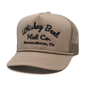 whiskey bent hat co. salebarn roped adjustable snapback hat (tan)