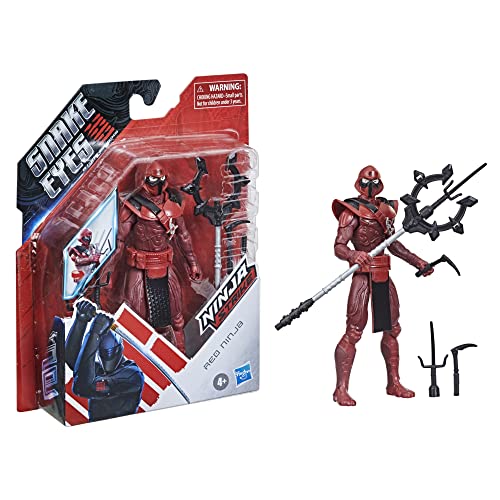 G.I. Joe Snake Eyes Origins Red Ninja Action Figure Collectible Toy with Action Feature and Accessories, Toys for Kids Ages 4 and Up