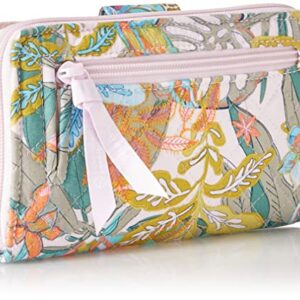 Vera Bradley Women's Cotton Turnlock Wallet With RFID Protection, Rain Forest Canopy - Recycled Cotton, One Size