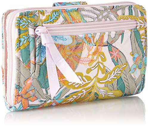 Vera Bradley Women's Cotton Turnlock Wallet With RFID Protection, Rain Forest Canopy - Recycled Cotton, One Size