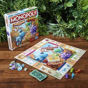 Hasbro Gaming Monopoly Junior Dinosaur Edition Board Game, 2-4 Players, with Dino-Themed Toy Tokens, Ages 5+ (Amazon Exclusive)