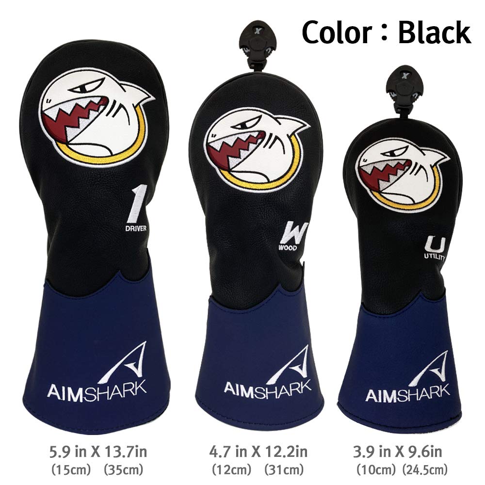 AIMSHARK Mark Golf Head Covers/Driver Cover/Fairway Wood Cover/Utility Cover (Mark U/W Cover Black)