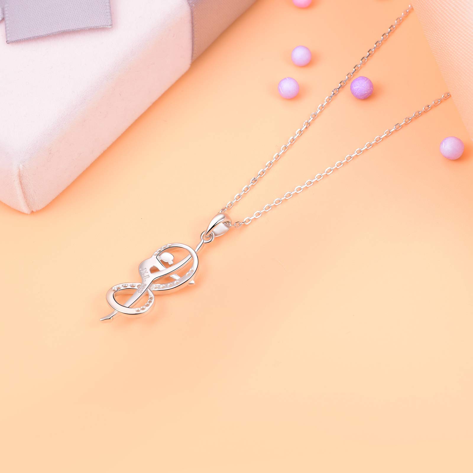 JXJL irls Gymnastics Pendant Necklace for Team Members Teens Sterling Silver Infinity Gymnast Jewelry Graduation X'mas Birthday Gift for Women