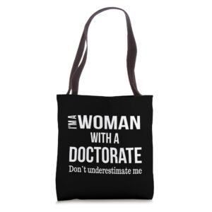 doctorate phd graduation psyd edd education funny her 2024 tote bag