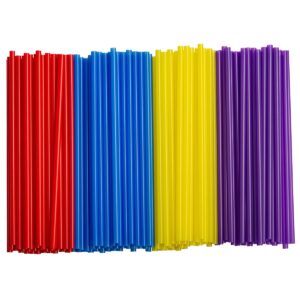 comfy package [500 pack] colored plastic straws, 7.75" high disposable drinking straws - assorted colors