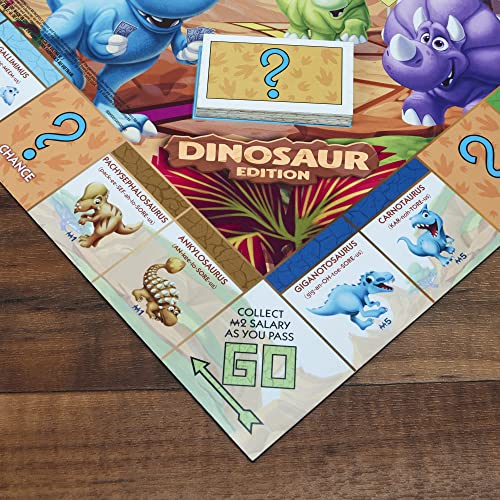 Hasbro Gaming Monopoly Junior Dinosaur Edition Board Game, 2-4 Players, with Dino-Themed Toy Tokens, Ages 5+ (Amazon Exclusive)