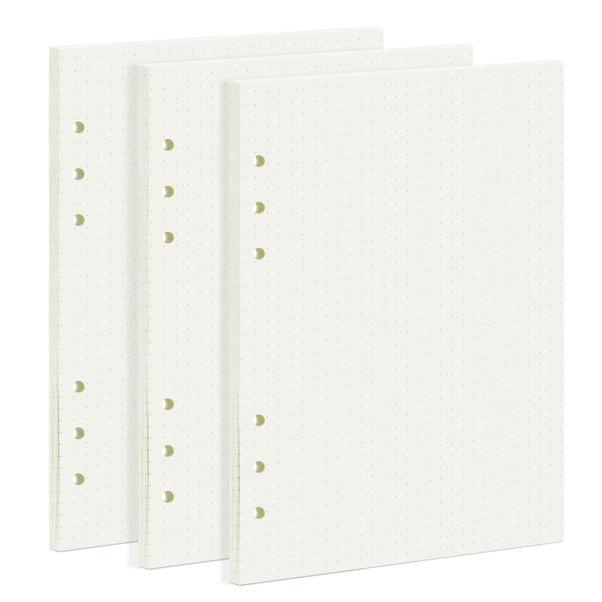 K-Musculo A5 6-Holes Planner Refill Paper, 135 Creamy 100gsm Dotted Sheets for Filofax, Notebooks, Journals