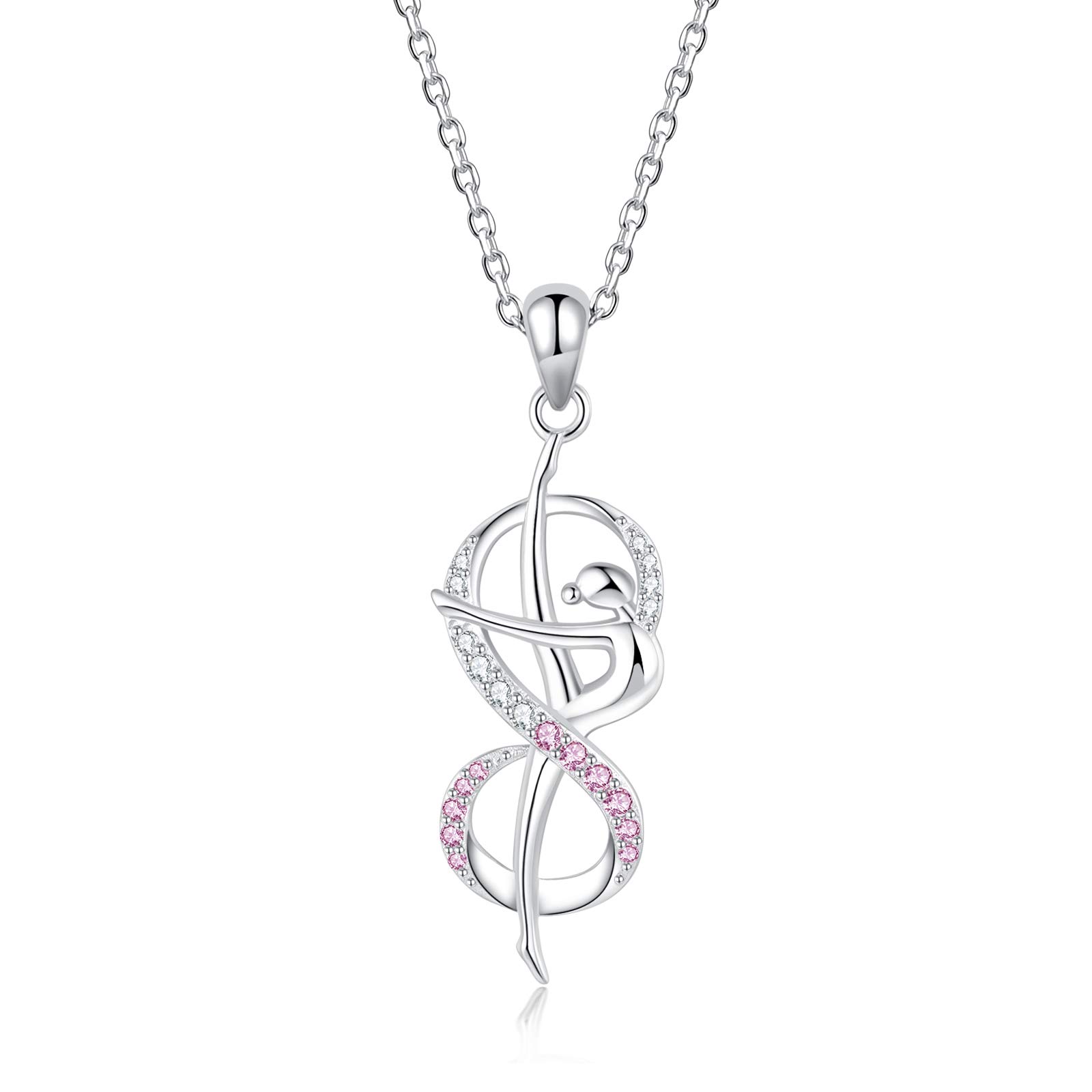 JXJL irls Gymnastics Pendant Necklace for Team Members Teens Sterling Silver Infinity Gymnast Jewelry Graduation X'mas Birthday Gift for Women